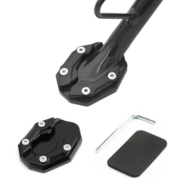 Coollooda バイク サイドスタンド プレート キックスタンド プレートパッド エンド ワイドタイプ 汎用 サイドスタンド 延長ブラケット パーツ 取り付け付き部品 適用 PCX125/PCX150/PCX160/DL250SX (黒...