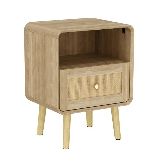 VORIN ナイトテーブル 幅45cm おしゃれ 木製 ベッドサイドチェスト 引き出し付き サイドテーブル 収納 ベッドサイド 収納 北欧 ナチュラル ソファーテーブル 寝室 リビング商品コード：55080874406型番：KF200270...