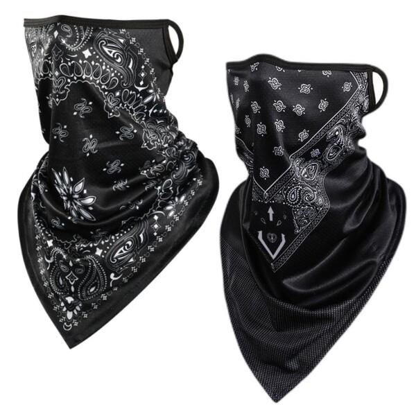 (COLSUNOR) フェイスマスク 耳掛け 2枚セット サバゲー 通気性 日焼け防止 uvカット バイク サバゲ― 自転車 釣り スポーツ ネックガード (ペイズリー柄セット（2枚）商品コード：55080874728カラー：ブラック【快適...