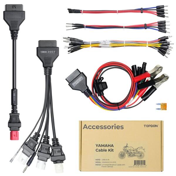ヤマハバイク用obd2診断ケーブル、M010(OBD 6-P)/M024(YAMAHA3+4+3-P)/M040(パワークランプ付きユニバーサルブレイクアウトリード)コードリーダーと診断ツール用商品コード：55080875389型番：TOP...