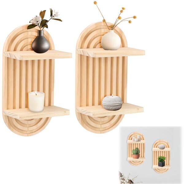 ウォールシェルフ 壁を傷つけない 壁掛け棚 2個セット 壁 棚 ラック おしゃれ 天然木製 飾り棚 生活雑貨 ウォールラック 取り付け簡単 玄関/リビング/寝室/キッチン/洗面所商品コード：55080875666型番：Jok-JPHGD13...