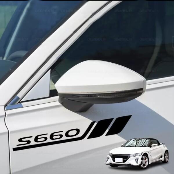 新型用 車 ステッカー デカール サイド ドレスアップ フェンダーステッカー Modulo X/Alpha/Beta などの車種に適用 反射 耐熱 防水ステッカー 左右1枚ずつ 多位置貼付可能 （S660 ，ブラック）商品コード：55080...