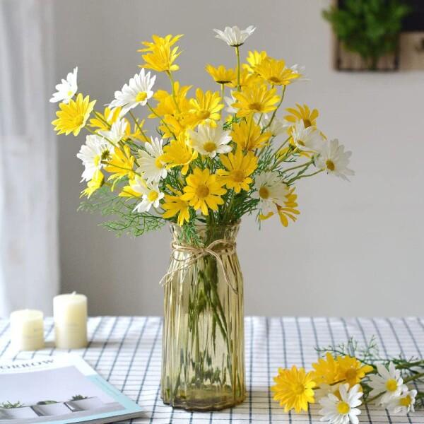 siawadeky 造花 花束 デイジー 10本セット 50輪花 ガーデンデージー 菊 人工観葉植物 母の日ギフト 春の飾り 枯れない花 シルク造花 結婚式 写真撮影 お祝い プレゼント お見舞い 感謝 お礼 部屋飾り商品コード：55080...