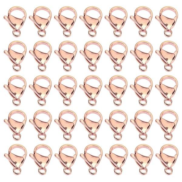 カニカン パーツ 100個セット 12mm アクセサリー金具 留め具 ネックレス ブレスレット ストラップ グラスチェーン マスクチェーン メガネチェーン 手芸 ハンドメイド DIYクラフト用 (ローズゴールド)商品コード：55080898...