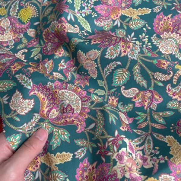 nora. CL1047-A ペイズリー柄 モチーフ柄 花 flower フラワー パターン レトロ オリエンタル シック ニュアンス アート pattern ハンドメイド コットン cotton シーチング 生地 手芸用 綿 日本製 カッ...