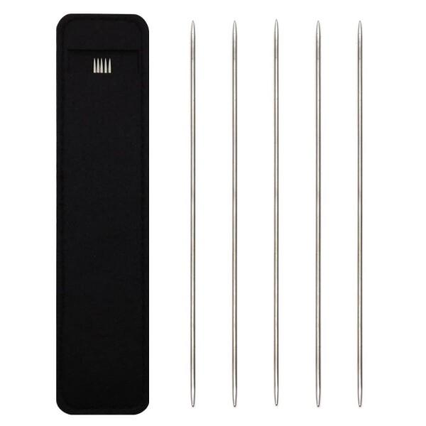 Hymyily 5本セット 極細固体ステンレス鋼手編み針 棒針 手あみ針 編み物道具 長さ約14cm DIY手作りツール 人形の服 ドール服 フェルトバッグ収納 (直径0.8mm)商品コード：55080902649型番：HYサイズ：直径0....