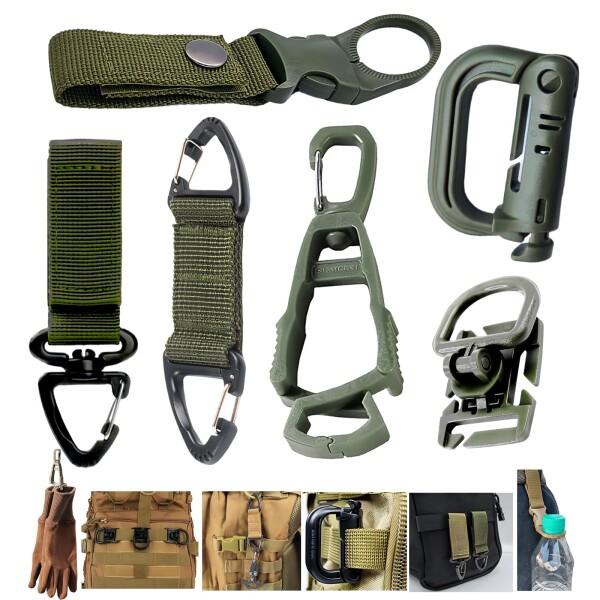 「Cirker」軽量タクティカルバックル MOLLEバックル 登山 アウトドア バックパック用 三角双方向 360度回転カラビナ 水筒ホルダー プッシュDロック 回転Dリング 手袋クリップ 装備拡張 アクセサリー (Molle軽量コンボ-ミ...