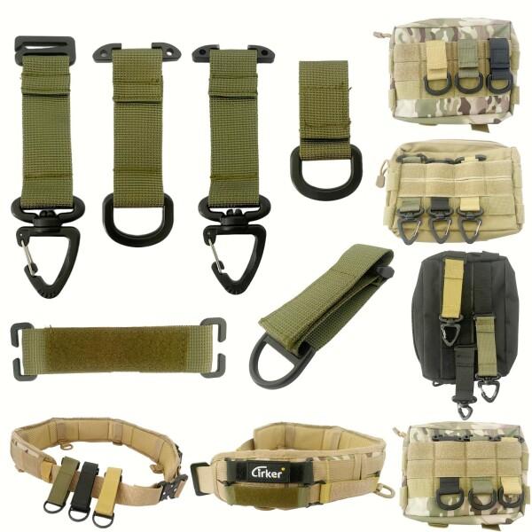 (Cirker) 軽量タクティカルバックル MOLLEバックル 登山 アウトドア バックパック用 三角双方向 360度回転カラビナ 水筒ホルダー プッシュDロック 回転Dリング 手袋クリップ 装備拡張 アクセサリ (MOLLEウェビング-ミ...