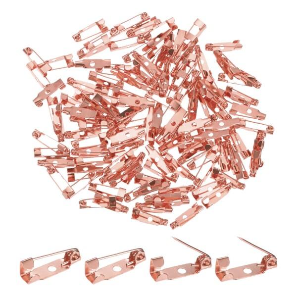 M METERXITY 120パック バーピン 0.6" ブローチピンバック ス バッジ/名札/コサージュ/DIYクラフト製作用 安全クラ スプ 金属ブートニエールロックピンバック(15mm ローズ金色)商品コード：55080904096型...