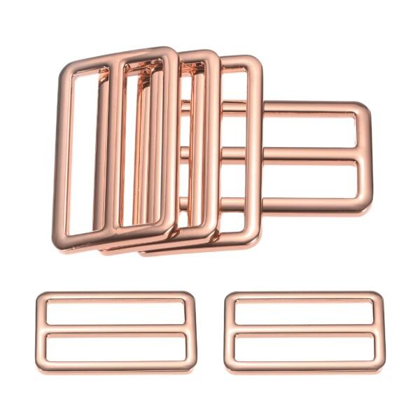 (M METERXITY) 6個入りトライグライドメタルバックル 1-1/2インチ亜鉛合金スライダーベルトストラップアジャスター ストラップキーパー/バッグストラップ/犬の首輪用 ウェビングストラップバックル(ローズ金)商品コード：5508...