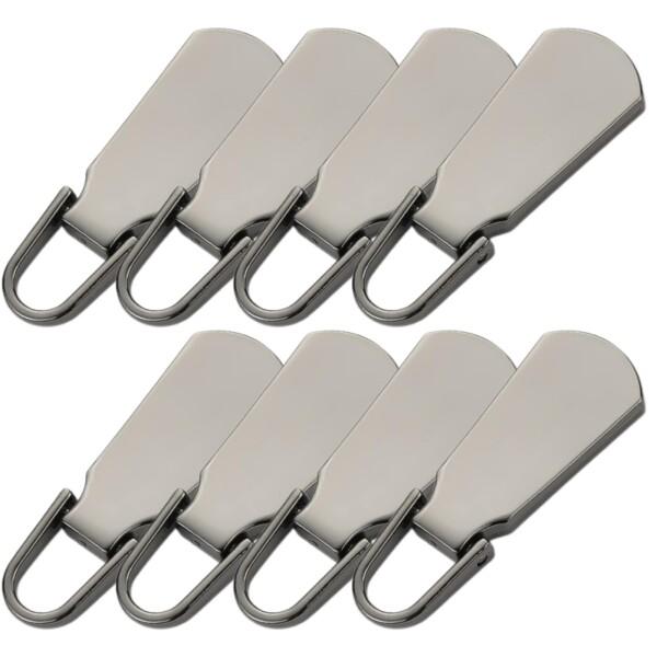 ジッパータブ ファスナー (扇型/ガンメタル, 5号/大/8個) 引き手 ジッパー 交換用 修理用 工具不要 金属パーツ プルパーツ チャック バッグ NYANDELMO ND-0367-R02-C-GM-large-8ps商品コード：55...