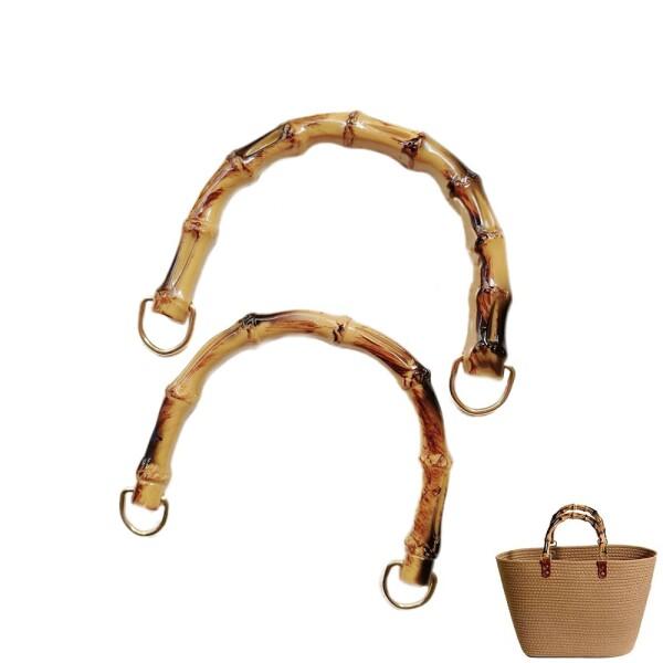 天然竹バンブーハンドル バッグ持ち手 内高 95mm× 内幅 120mm D カン付き（鉄線固定・着脱不可） 和風 DIY バッグ用 2 点セット 中サイズ商品コード：55080904573型番：G18250902カラー：ブラウンです【商品...