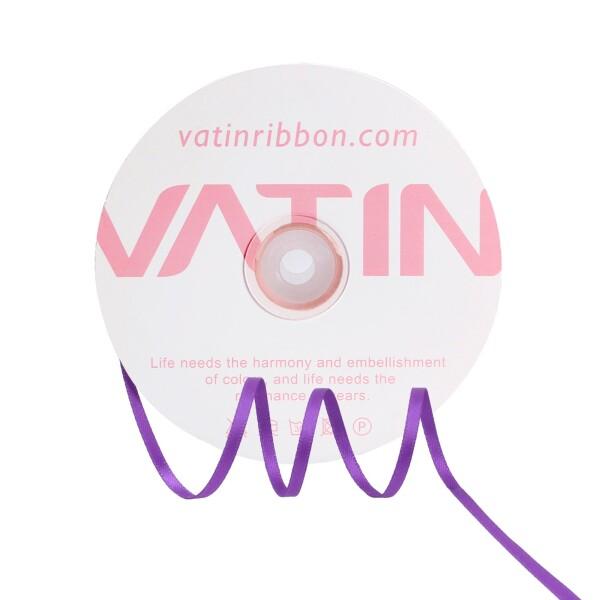 VATIN ヴァティン ポリエステル サテンリボン 3.2mm（1/8インチ）x 連続91.4m（100ヤード）両面 ブライトパープル リボン 結婚式の招待状 ギフト包装 クリスマスオーナメント タグ装飾用商品コード：55080905573...
