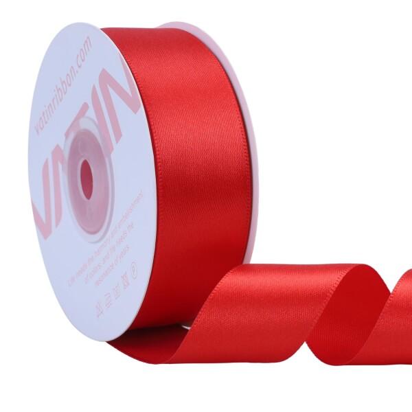 VATIN ヴァティン レッド サテンリボン ポリエステル 25mm X 23m（25ヤード）クラフト手工芸 ファブリックリボン ギフト包装 ヘアリボン パーティーバルーンのトリミング ケーキのデコレーション 裁縫 その他手芸等の作品づくり...