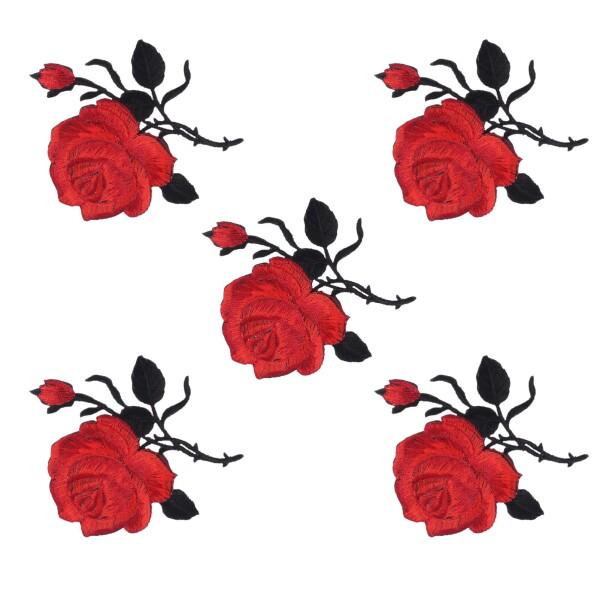 SEWACC ワッペン アイロン アップリケ 刺繍 かわいい 花 バラ 刺繍ワッペン DIY 手作り 刺繍入りアップリケパッチ ルデザイン 装飾 手芸 飾り素材 アクセサリー 5枚セット（赤)商品コード：55080906658型番：18S2...