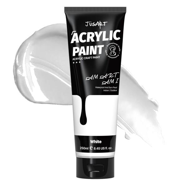 JusArt アクリル絵の具 ホワイト 250ml大容量 無毒 クラフト用塗料 色あせしにくい高発色 顔料タイプ キャンバス/木材/布/粘土/石/陶器に適した アート用品 大人/子供/アーティスト用商品コード：55080907385型番：J...