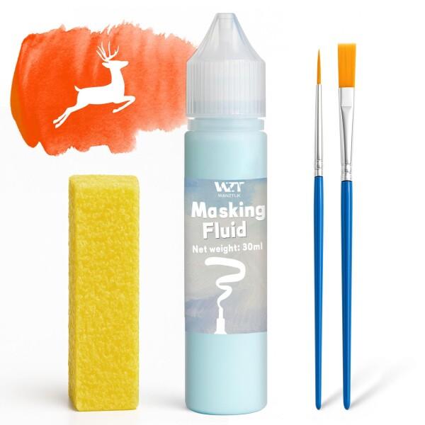 WAN2TLK 水彩マスキングフルード 30ml ペンブラシ 2 本付き + 消しゴム付き 水墨画・水彩画・ガッシュ画用 アート・クラフト用品商品コード：55080907391型番：YA-USGY-1795カラー：青水彩画用マスキング液:広...