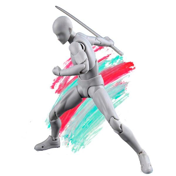 Gnallang デッサン人形 (男性) 関節可動 スタンド付き ジェスチャー変更可能 モデル人形 漫画モデル 筋肉体型商品コード：55080907996型番：12カラー：ライトグレー-男?? 【多用途】人物アート、机の飾り、スケッチ、挿し...