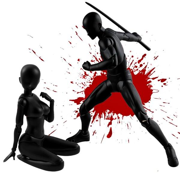 Gnallang デッサン人形（男性女性モデル） 関節可動 スタンド付き ジェスチャー変更可能 モデル人形 漫画モデル 筋肉体型 合計2点セット 黒色商品コード：55080907998型番：20カラー：男性+女性（黒）?【プレミアム版】本セ...