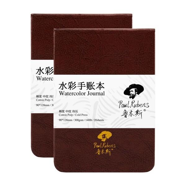 Paul Rubens 水彩日記帳 2パック 40枚 綿100% 無酸 コールドプレス 水彩スケッチブック 3.54 x 5.04インチ 140ポンド/300gsm 水彩絵の具、グワッシュ、アクリル用商品コード：55080908025型番：...