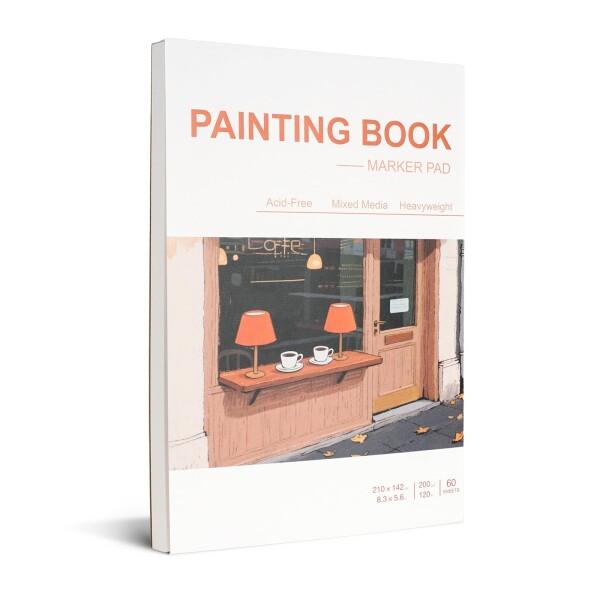スケッチブック マーカー紙 210mm×140mm 200gsm 60枚 糊製本 裏写りしない マーカー 専用紙 プロ用 イラスト 製図 ラフ画 画用紙 イラスト マンガ コミックアートスケッチ用紙商品コード：55080909700型番：J...