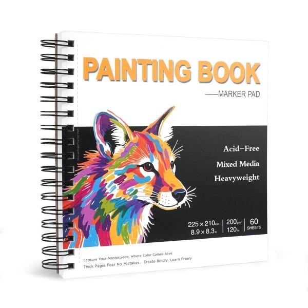 スケッチブック ワイヤーリング製本 200gsm 厚口 225mm×210mm 60枚 マーカー用紙 スケッチ イラスト 画用紙商品コード：55080909702型番：JP-MPBR-22-JJX-V1サイズ：225mm×210mmカラー：...