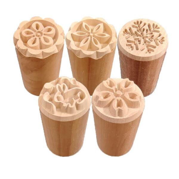 YAARUJEE 陶芸スタンプ 印花スタンプ 木製スタンプ 5個 2.5cm 粘土モデリング 月餅 印花 月餅ツール クリエイティブスタンプ 花柄 さくら柄 雪柄 ウサギ柄 陶芸用品商品コード：55080910240型番：YAARUJEE-...