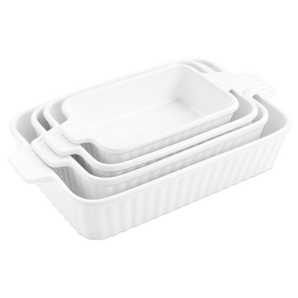 WishDeco グラタン皿 4個セット 耐熱容器 ラザニア 皿 長方形 耐熱皿 オーブン・電子レンジ対応商品コード：55080915321型番：Wd-sq4カラー：ホワイト4サイズの深型グラタン皿で何でも焼ける: セット内容:38x22x...