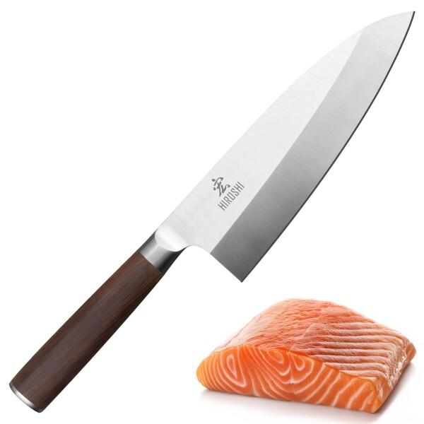 HIROSHI宏 出刃包丁 大型魚用包丁 魚さばき 三枚おろし 肉切り 和包丁 片刃 右手用 高炭素ステンレス 刃厚5.5mm 超鋭い料理包丁 天然木柄 持ち易い商品コード：55080915735型番：HR073サイズ：210 mmカラー：...