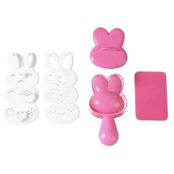 キャラ弁 おにぎり 型 5個セット うさぎ型 おにぎりメーカー 簡単 可愛い ラップなし ご飯型 抜き型 弁当 キャラクター ピンク色 食品安全級PP素材 耐熱-20[度]~100[度] 変形しない 抜きやすい 滑らか 毛羽立ちなし 子ども...