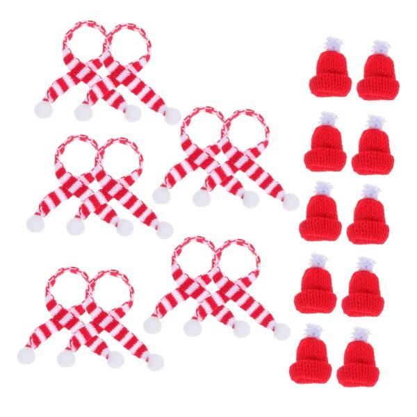 (IMIKEYA) 10 セットミニクリスマスニット帽 スカーフ ワインボトル装飾用 雪だるまクラフト 飾り付け用小型ニット帽 スカーフ ウール毛糸製 ホー商品コード：55080917241型番：6234MRG4591VT22Iサイズ：23...