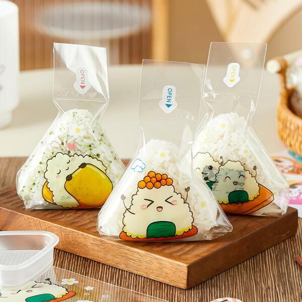 RuiChy おにぎりフィルム おにぎりパック 50個入り おにぎりぽっけ 三角おにぎり袋 OPP袋 電子レンジ対応 かわいい柄 引き裂きやすく 使いやすい お弁当 ピクニック コンビニ 飲食店 家庭用商品コード：55080917245型番...