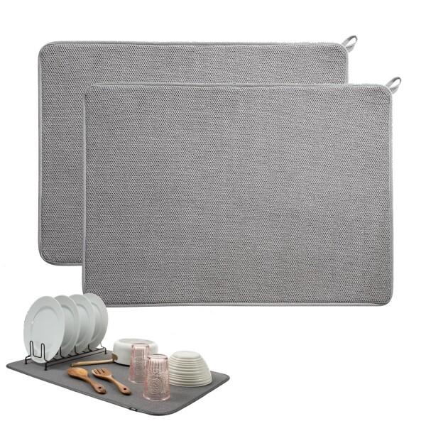 LKCCTK 速乾吸水マット 水切りマット 2枚セット 抗菌 水切り洗濯可能 保護シート簡単収納 キッチン シンク上 棚シート 水切りラック用 30x40cm商品コード：55080922583型番：XSD023カラー：グレー【コンパクトで使...