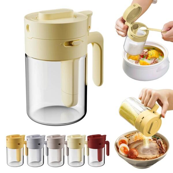 調味料ポット スプーン付き 密閉 調味料入れ 調味缶 スパイスボトル 洗いやすい 耐熱ガラス ? 糖罐 湿気防止 内蔵スプーン 粉ふり器 調味料ボトル 便利 調理用 (2, クリーム色, ミニ)商品コード：55080923418型番：036...