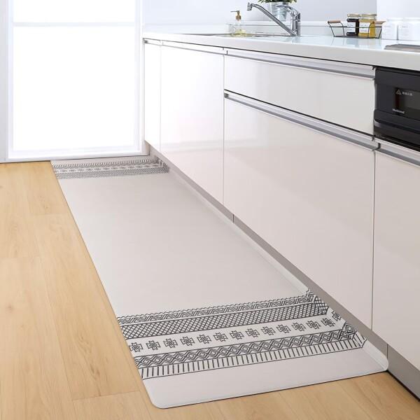 隙間をカバーするL型キッチンマット 60×240cm 折り目付き 拭けるキッチンマット 撥水 両面エンボス加工 ｌ字キッチンマット Tydle 厚さ5mm 低反発 洗濯いらず すべり止め 台所マット おしゃれ 北欧アイボリー商品コード：55...