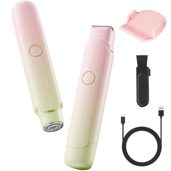 女性用電動シェーバー ビキニライン・脚・顔毛対応 2-in-1 多機能 VIOシェーバー 電気 小型 ムダ毛処理 脇 腕 すね毛 無痛 Type-C 急速充電 コンパクト 旅行用商品コード：55080925157型番：CT001カラー：ピン...