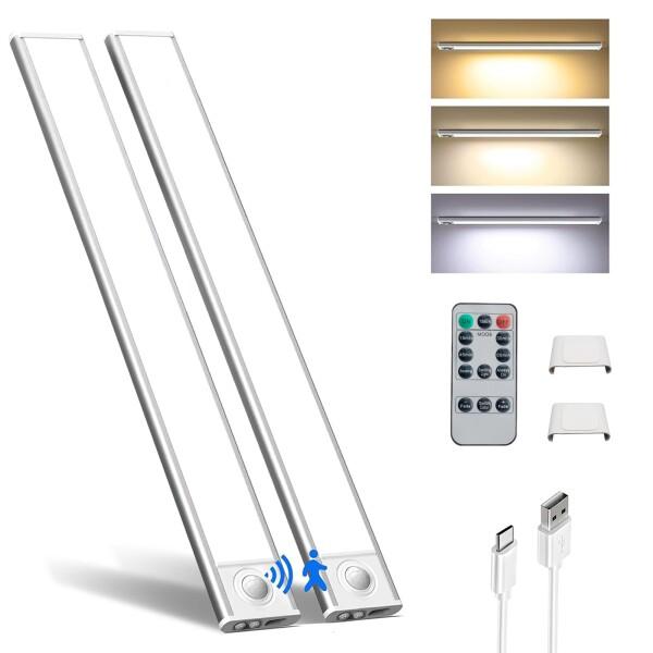 キッチンライト led センサー 充電式 バーライト led クローゼット 人感センサーライト マグネット キャビネット足元灯 玄関灯 室内照明 無段階調光 クローゼット/キッチン/廊下/足元 3 段階調色 (2 個入り,20cm)商品コー...