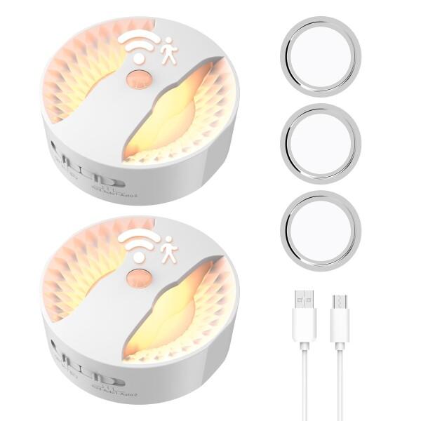 Smiling Shark センサーライト BR-168室内照明 LEDフットライト 10m超連動距離 壁越し対応 高感度 人感＆光センサー 暖光 2段階調光 両面発光 Type-C充電式 長?航 省エネ コードレス 簡単設置 マグネット ...