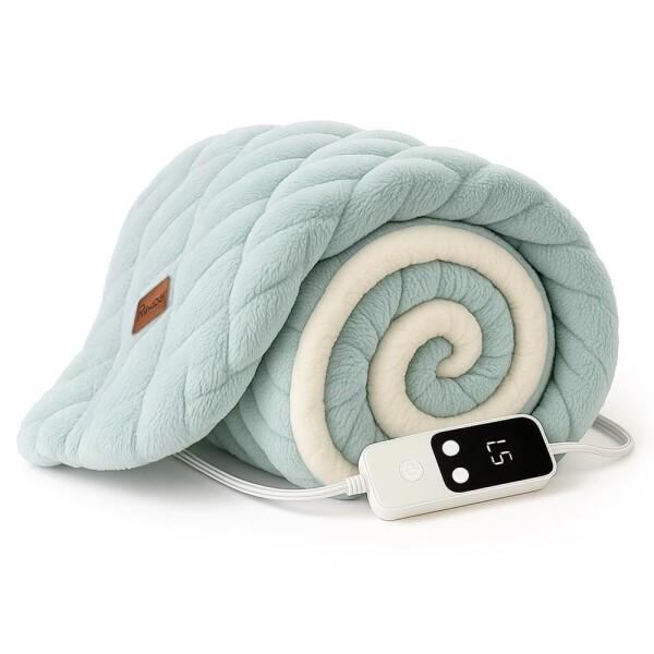 Rihazai 電気毛布 掛け 掛け敷き兼用 洗える 敷き 日本製発熱線 タイマー付き 超滑らか触感 厚手保温 5段温度調節 省エネ 丸洗い可能（洗濯機/手洗い対応） ポリエステル ふわふわ 170*130cm PSE認証済 ダニ退治 DR...