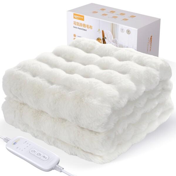 Keenstone 電気毛布 敷き 掛け兼用 厚手 190×130cm ふわふわ電気ブランケット 8段階温度調整 6段階タイマー設定 自動オフ 節電 省エネ 速暖 恒温加熱 肩掛け 膝掛け ダブル 電気毛布洗える ダニ退治 防寒対策 厚手生...