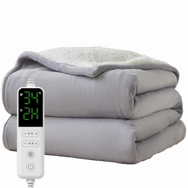 電気毛布 掛け敷き ひざ掛け 洗える フランネル 大きいサイズ 電気敷毛布 12時間 タイマー付き 9段階温度 ダニ退治 過熱保護 自動電源オフ 電気ひざ掛け 肩掛け 膝掛け 敷き 毛布 電気ブランケット(グレー ハーフ 100×160cm...
