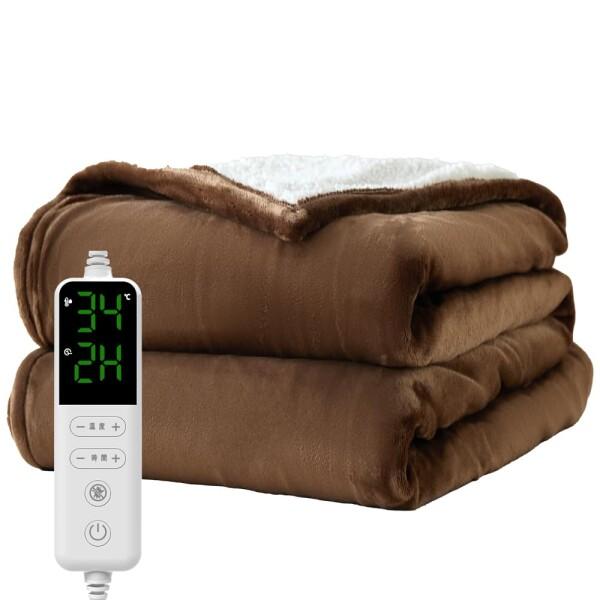 電気毛布 掛け敷き ひざ掛け 洗える フランネル 大きいサイズ 電気敷毛布 12時間 タイマー付き 9段階温度 ダニ退治 過熱保護 自動電源オフ 電気ひざ掛け 肩掛け 膝掛け 敷き 毛布 電気ブランケット(ブラウン ハーフ 100×160c...