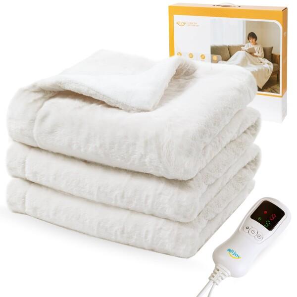 ALLJOY 電気毛布 掛け 敷き兼用  電気掛け毛布 9段階温度調節 9段階タイマー 節電 ふわとろでんき掛けもうふ おしゃれ 速暖 電気ひざ掛け 肩掛け 極暖 電気ブランケット 洗える 過熱保護 ダニ退治 防寒対策 毛玉なし 暖房器具 ...
