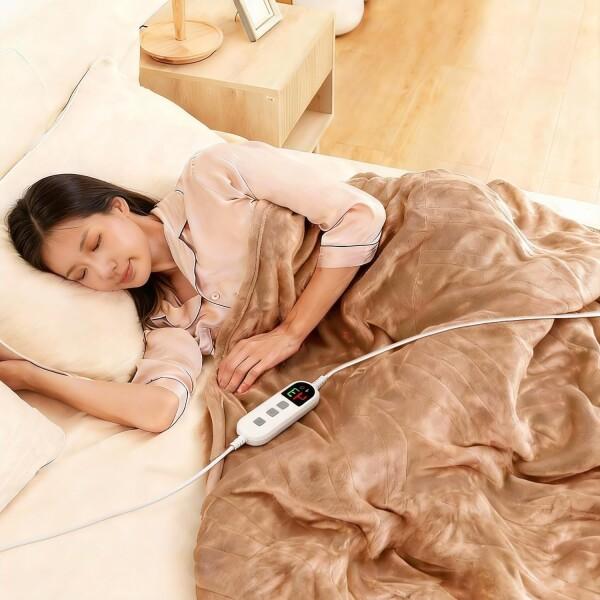 PROALLER 電気毛布 電気ブランケット 160x130CM フランネル 1-9時間 10段階温度調整 速暖 膝掛け 電気PSE認証済 シングル冬用毛布 速暖 恒温加熱 厚手 電気毛布 洗える 毛巾 防寒対策 暖房器具 頭寒足熱 恒温加...