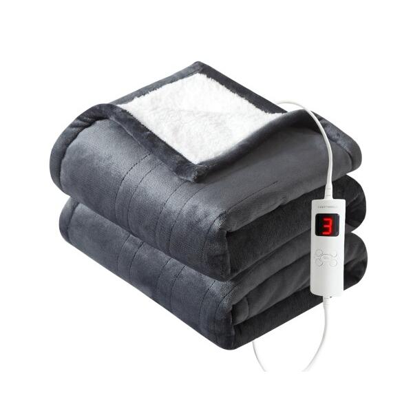 電気毛布 掛け敷き兼用 洗濯機で丸洗いOKソ無地電気ブランケット 9段階温度調節と9段階タイマー設定電気敷き(ダークグレー 188x130cm)商品コード：55080929572型番：Grey/XLサイズ：188x130cmカラー：ダークグ...