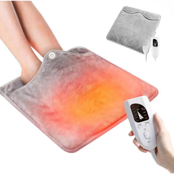 電気足温器 30秒で瞬時発熱 40[度]~60[度]温度調節 フットウォーマー PSE認証済み 足元ヒーター ミニホットカーペット 足をあたため 通気 防臭 省エネ オフィスデスク下 勉強用電気ホットマット お年寄りへの贈り物 水洗い可能 ...