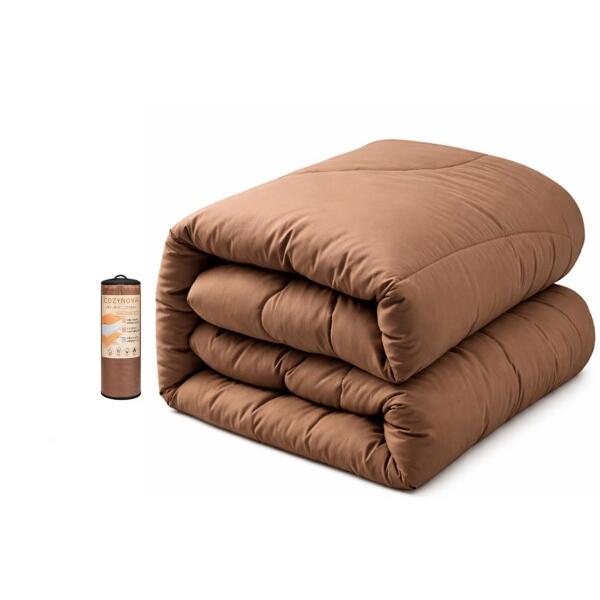 COZYNOVA 掛け布団 セミダブル オールシーズン 洗える 軽量 あたたかい 防ダニ 掛けふとん 中空綿 ピーチスキン加工 抗菌防臭 8ヶ所ループ付き 170×210cm ブラウン 収納袋付商品コード：55080930089型番：R00...