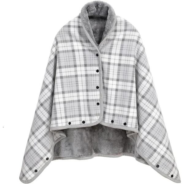 glossaveブランケット ひざ掛け 着る毛布 厚手 膝掛け ボタン付き 暖かい 大きい もこもこ肩掛け 柔らかい肌触り毛布 ハーフケット 0-25[度] 防寒対策 抗菌加工 吸湿保温 抗菌加工 静電気防止 洗濯可能 会社 昼寝 在宅 車...