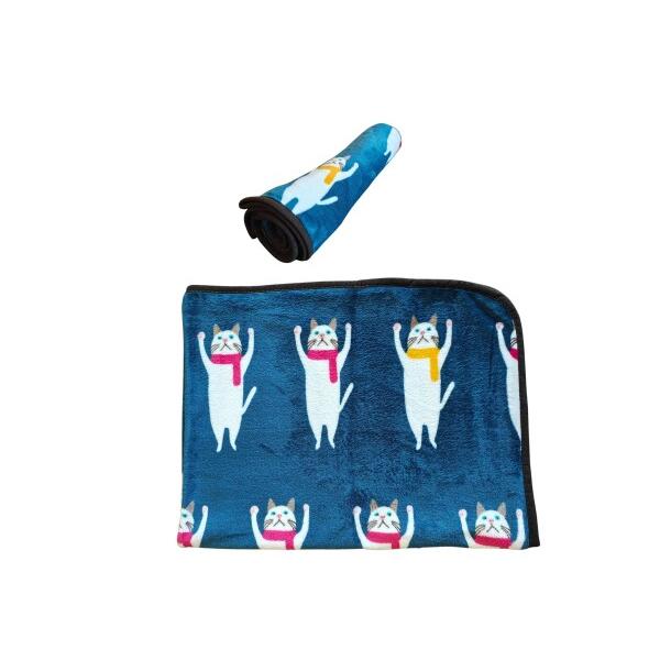 猫 ブランケット 膝掛 ふわふわ 軽量 洗える 持ち運び 便利 お昼寝 ソファ (手をあげる猫 ネイビー)商品コード：55080930116型番：特になしサイズ：75×100cmカラー：手をあげる猫　ネイビー素材: ポリエステル100%サイ...