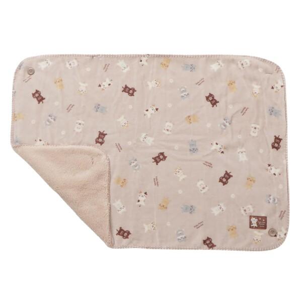 ブランケット Mサイズ ひざかけ 70×100 ベビーカー オフィス デスクワーク ボタン付き ボア ポンチョ 巻きスカート もこもこ 静電気防止加工 ねこ ふくふくにゃんこ ハピンズ (ピンク)商品コード：55080930121サイズ：7...